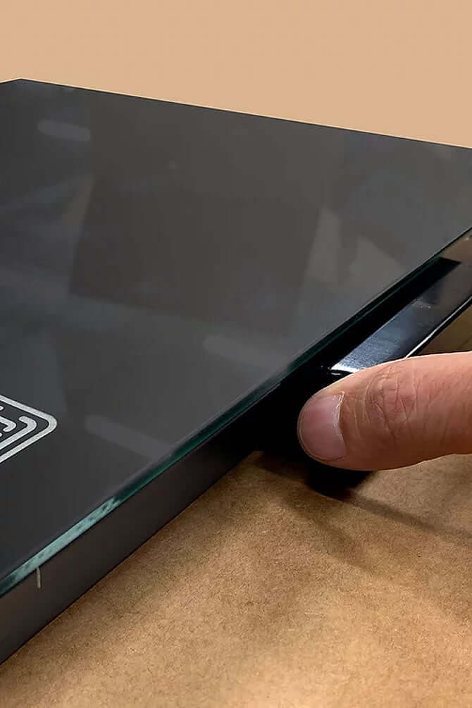 Heated bathroom mirror is rechargeable and removable.