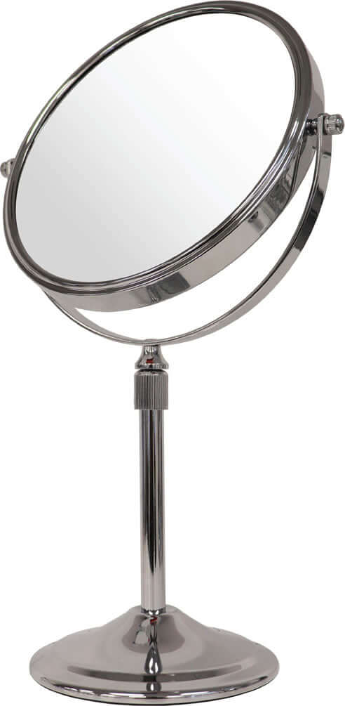 10x/1x reversible makeup mirror adjusts from 14" to 18" High